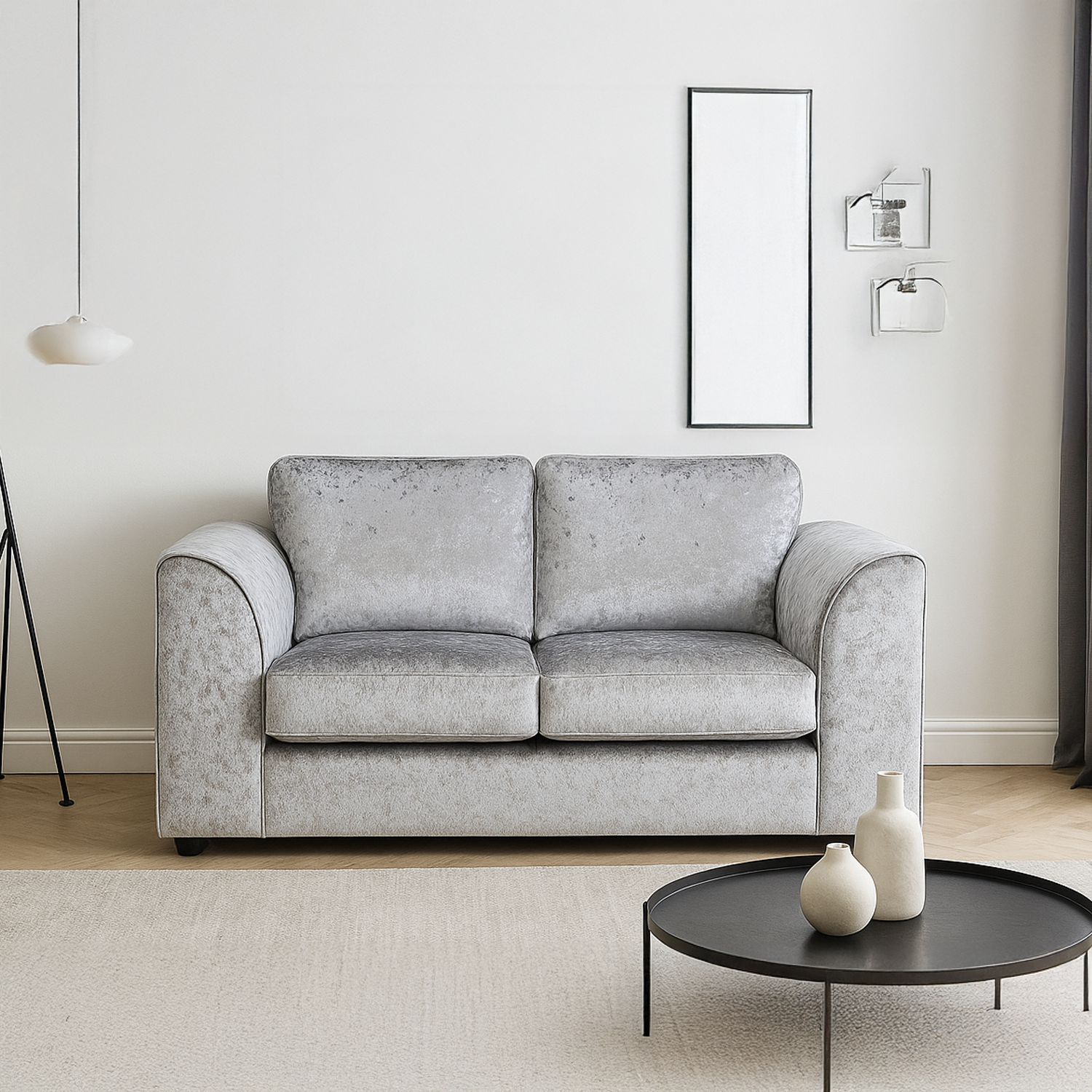 Crystal Crushed Velvet 2 Seater Sofa Full Back | Furnishings For Less UK