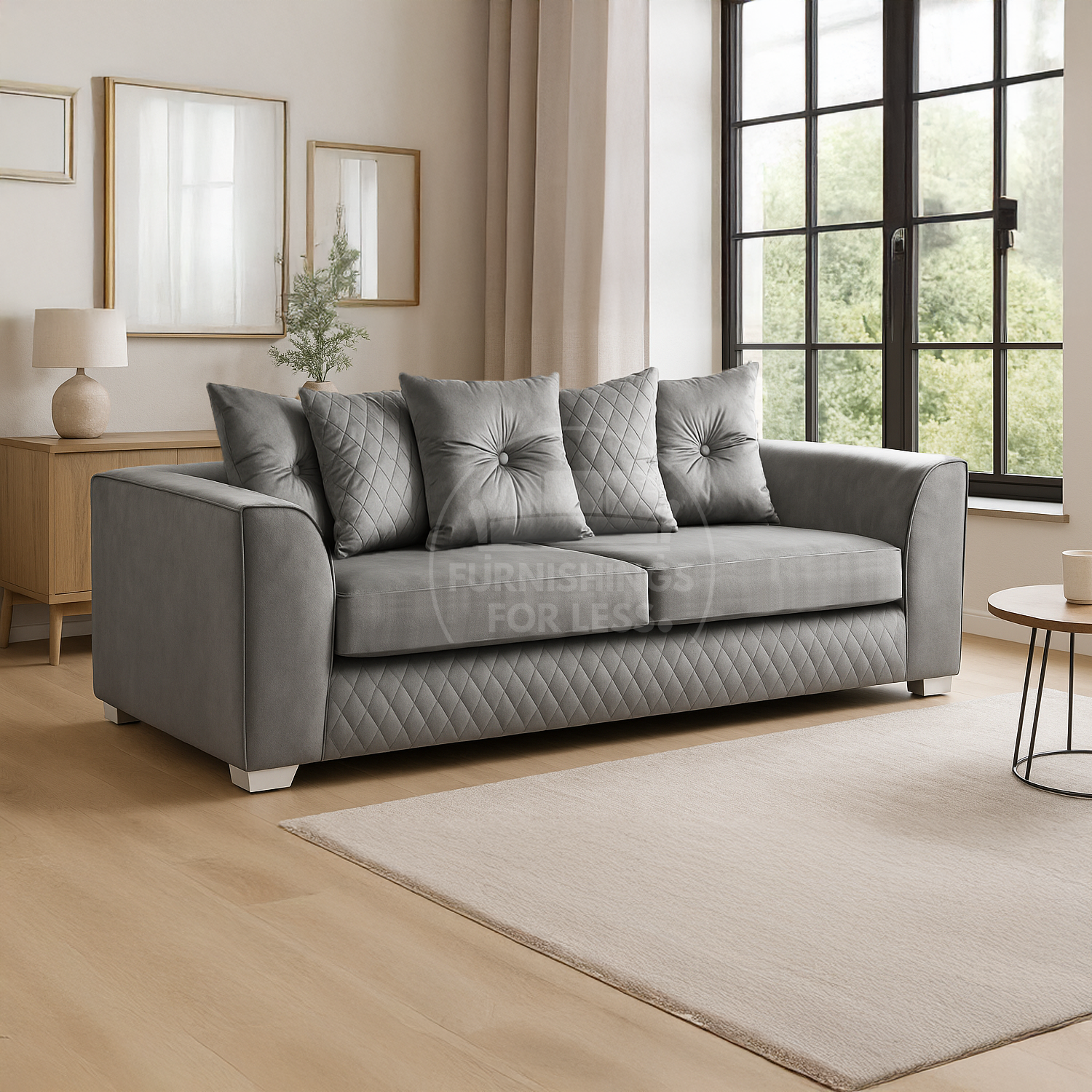 Victoria Plush Velvet 3 Seater Sofa | Furnishings For Less UK