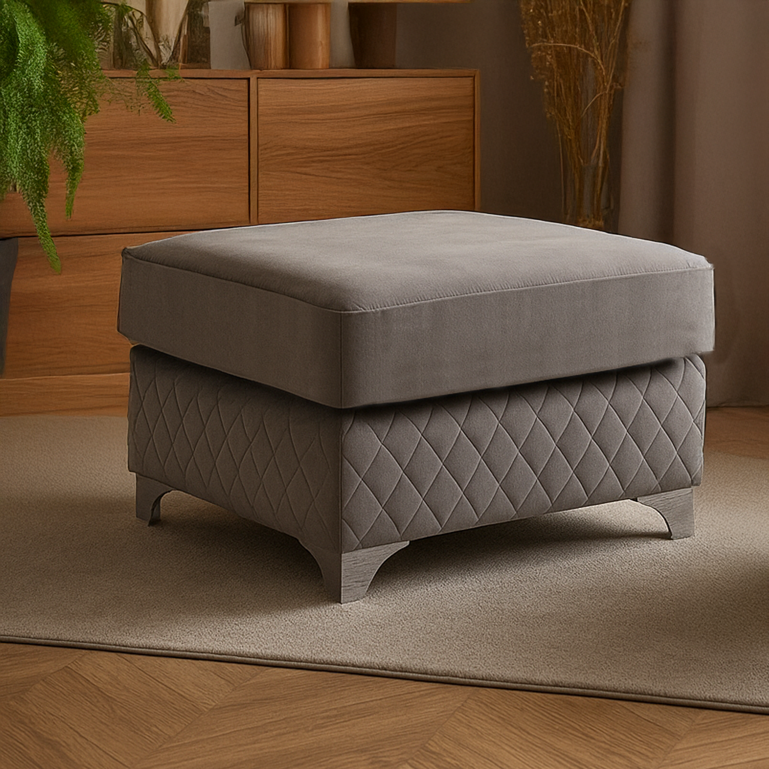 Victoria Plush Velvet Footstool | Furnishings For Less UK